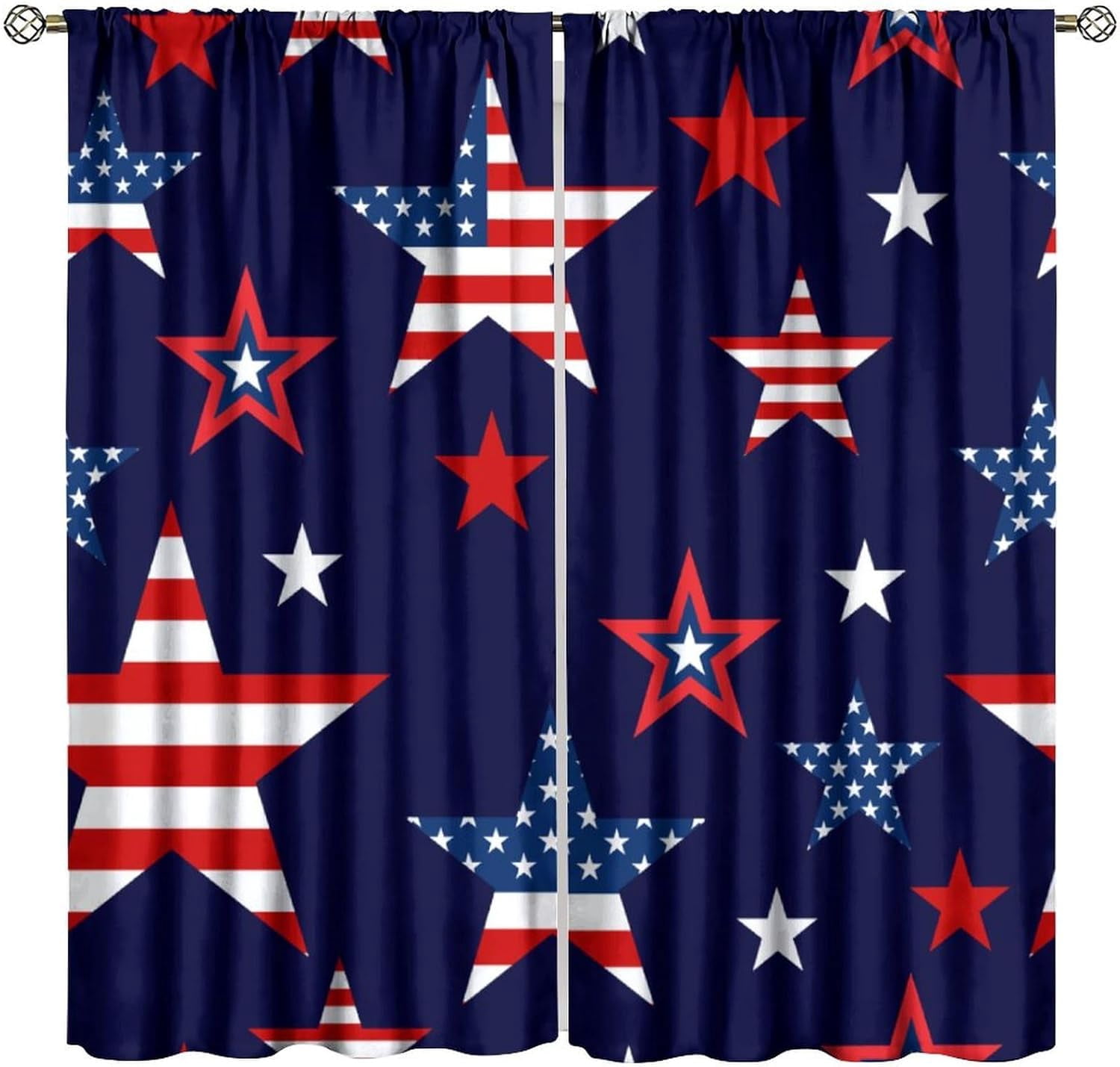 4th of July Blackout Curtains, American Patriotic Independence Day Red ...