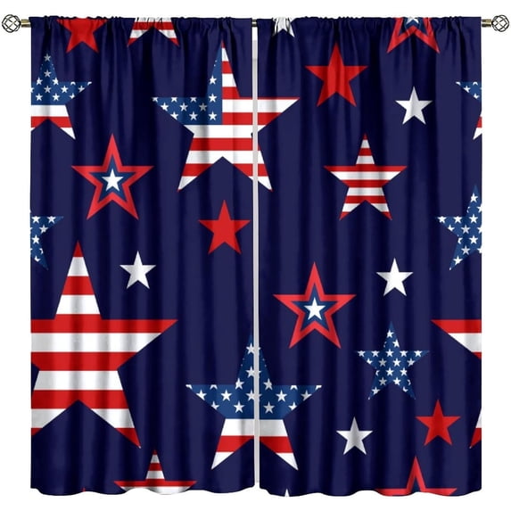 4th of July Blackout Curtains, American Patriotic Independence Day Red ...