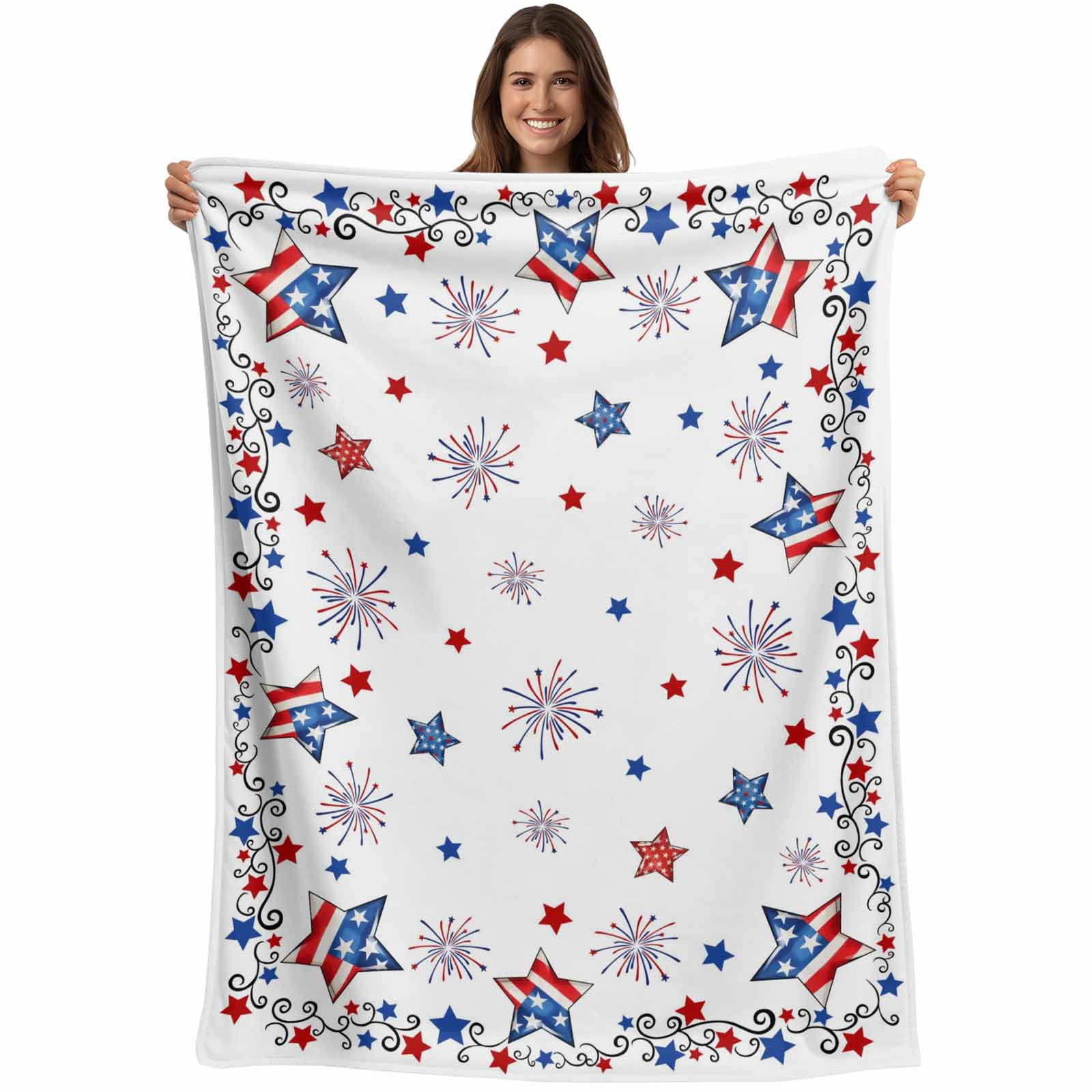 4th of July Blanket Soft Cozy Warm Throw Blanket for Couch, Plush Fuzzy ...