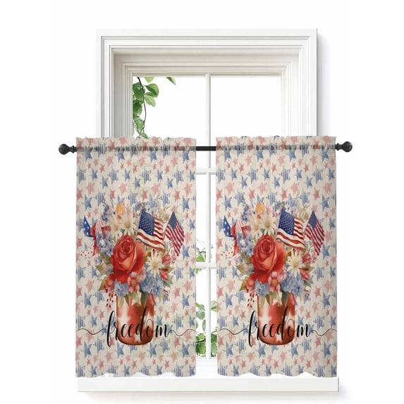4th of July Blue Red Curtains 45 Inch Length,Sheer Curtains for Bedroom ...