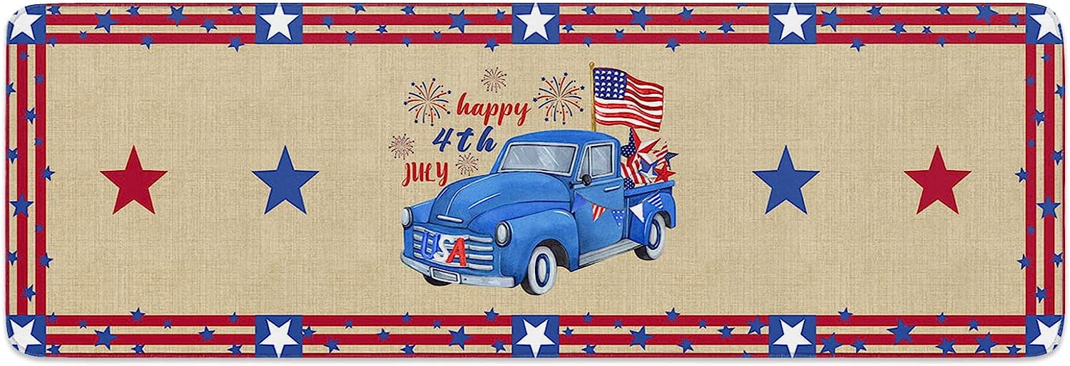 4th of July Blue Truck Indoor Door Mat, Absorbent Floor Mats Bathroom ...