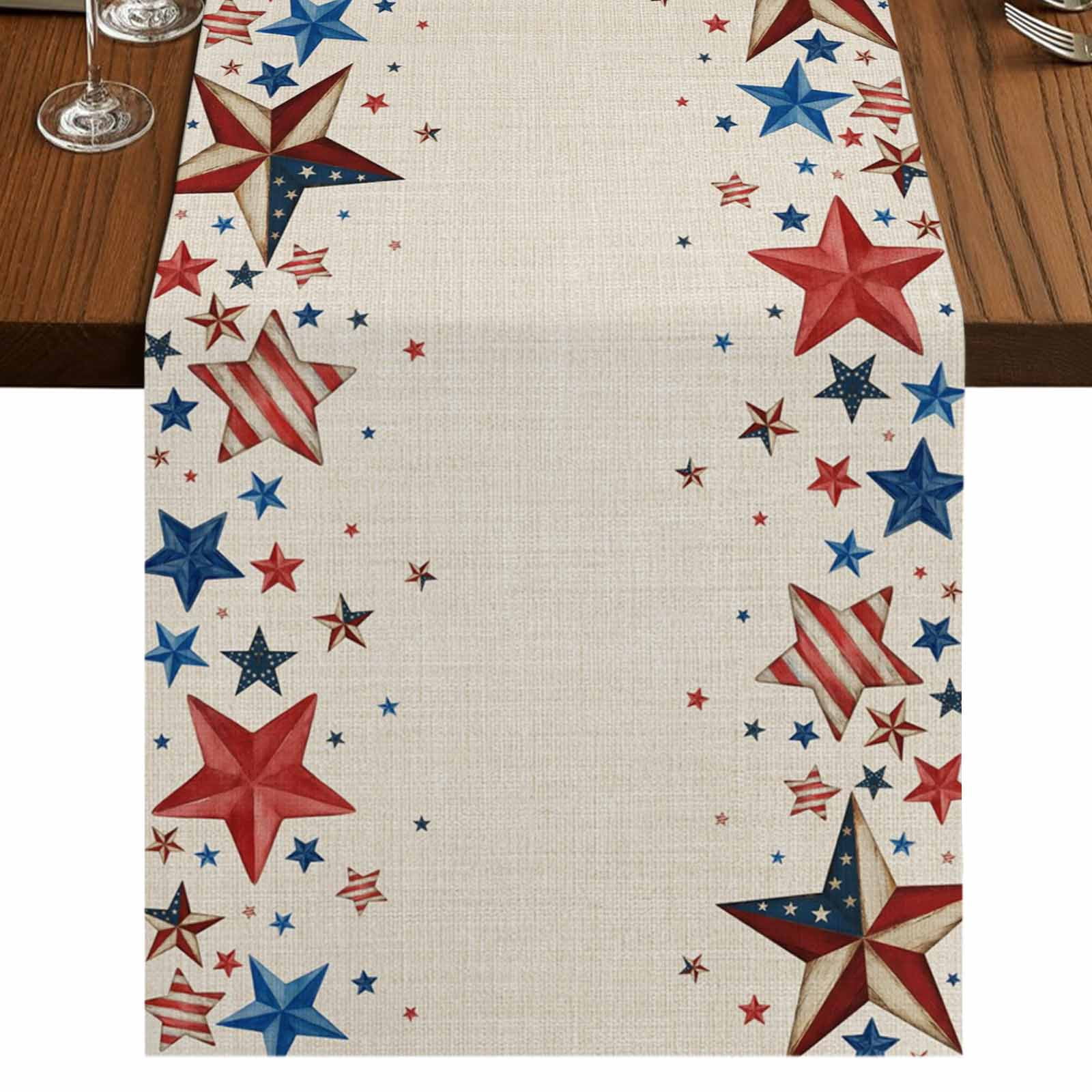 4th of July Burlap Cotton Table Runner 13x90 Inches Long, Independence ...