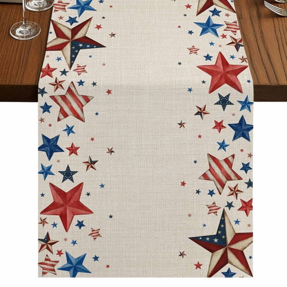 4th of July Burlap Cotton Table Runner 13x90 Inches Long, Independence ...