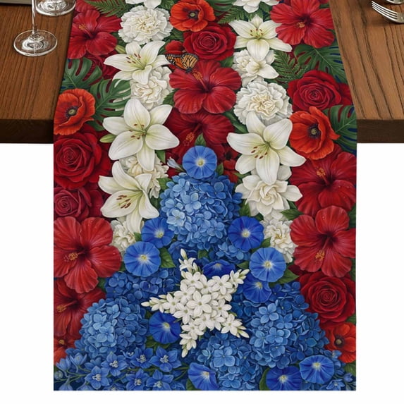 4th of July Burlap Cotton Table Runner 14x72 Inches Long, Puerto Rico ...