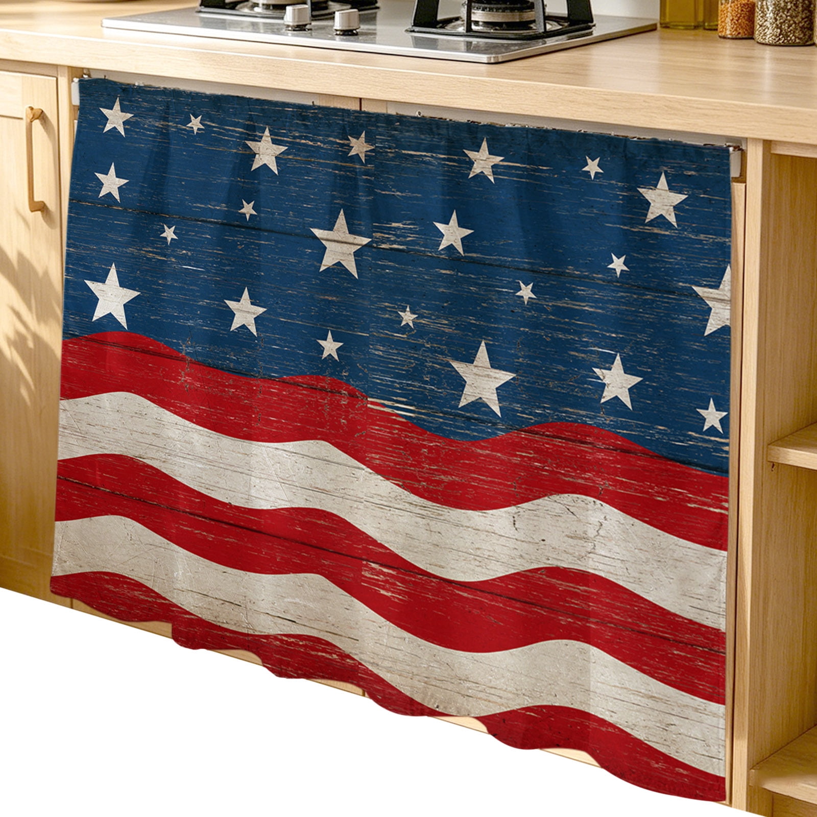 4th of July Cabinet Curtains 35"W x 35"L,Dustproof Sink Skirt Curtain ...