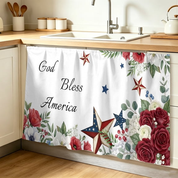 4th of July Cabinet Curtains for Shelves, Independence Day American ...