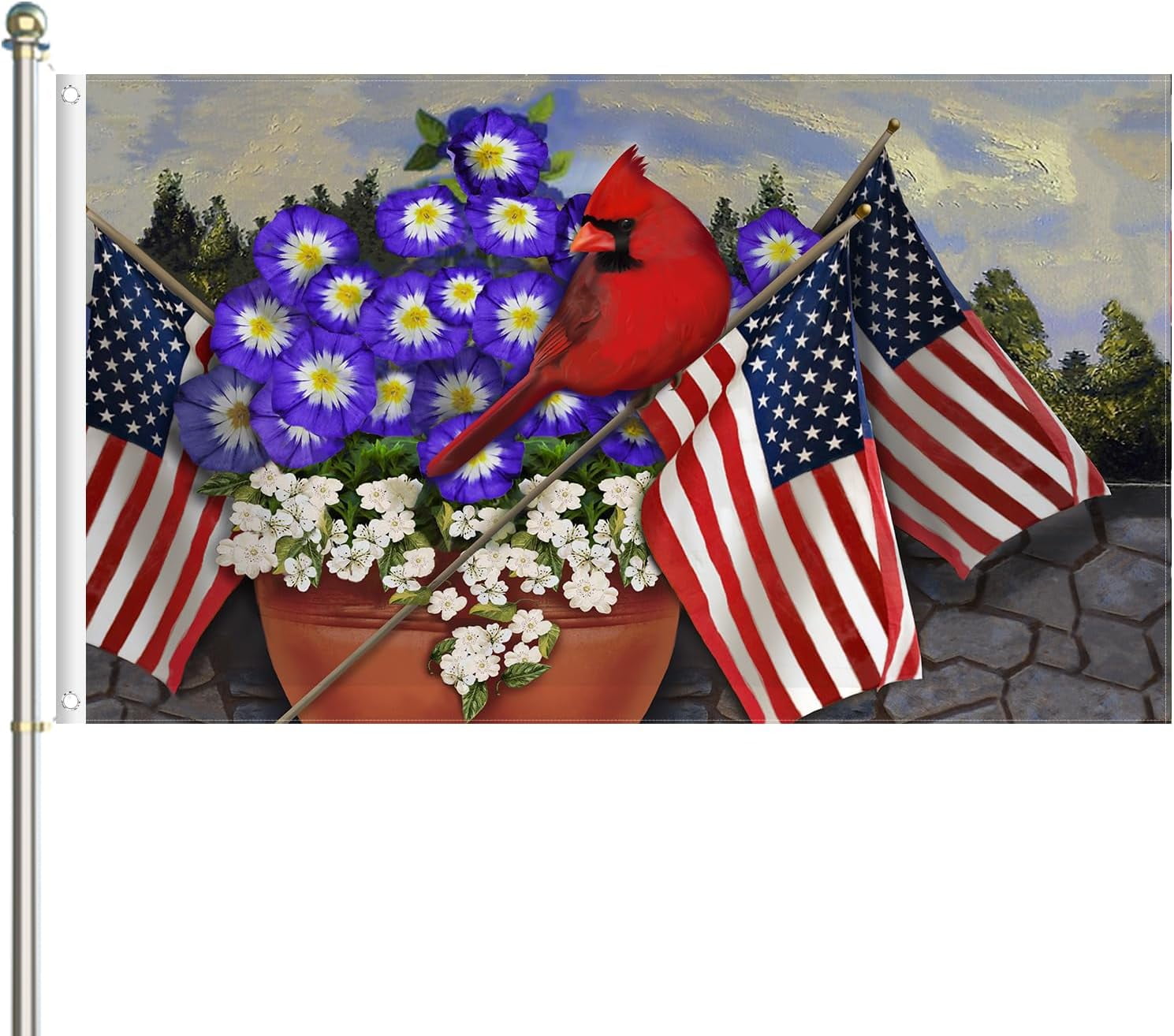 4th of July Cardinal Patriotic American House Flag, America Memorial ...