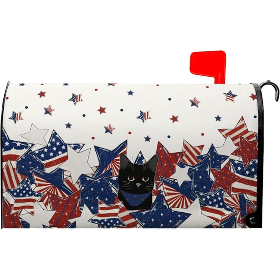 4th of July Cat Mailbox Covers Magnetic Patriotic Mail Box Cover ...