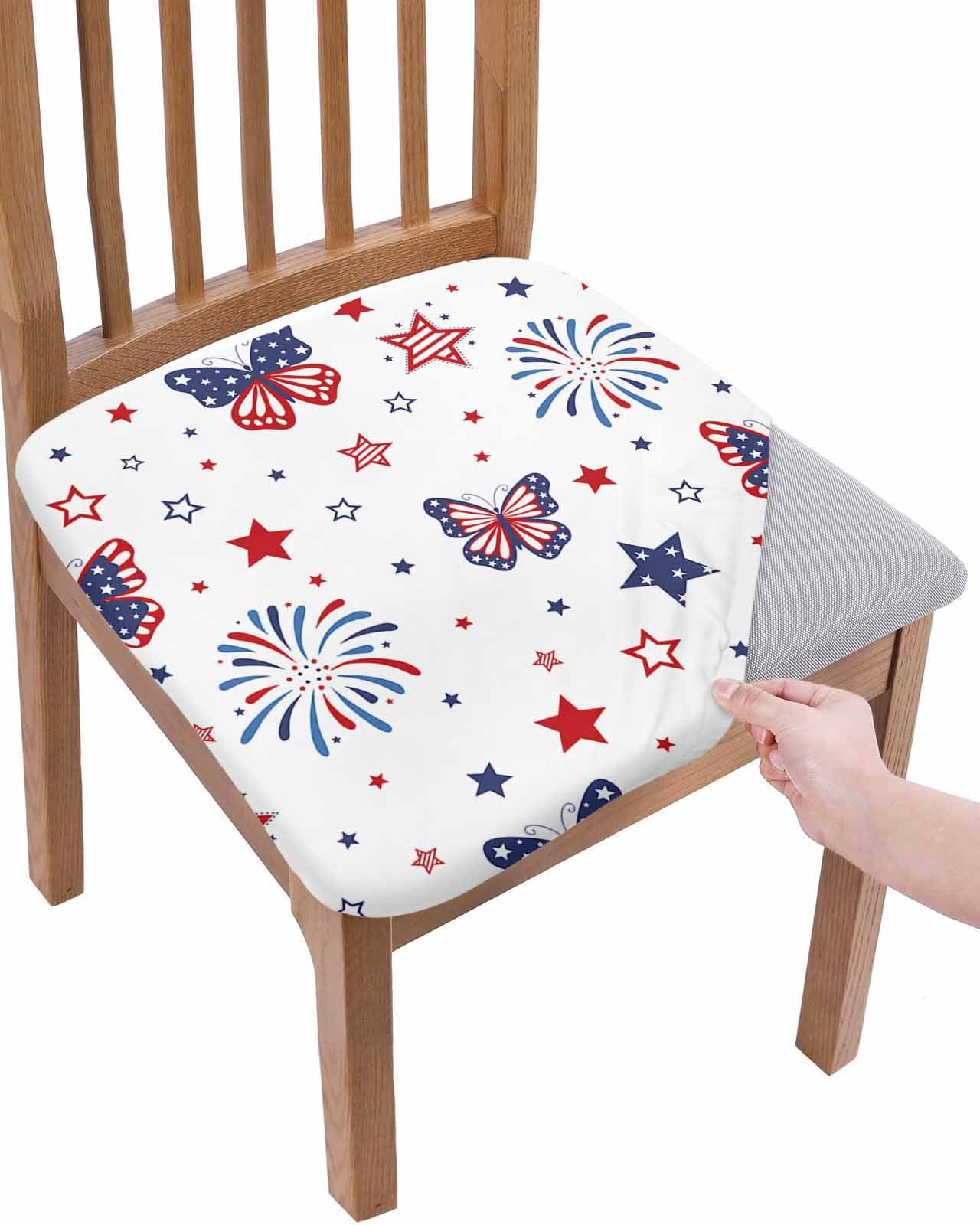 4th of July Chair Seat Covers for Dining Room Stretch Chair Seat Covers ...