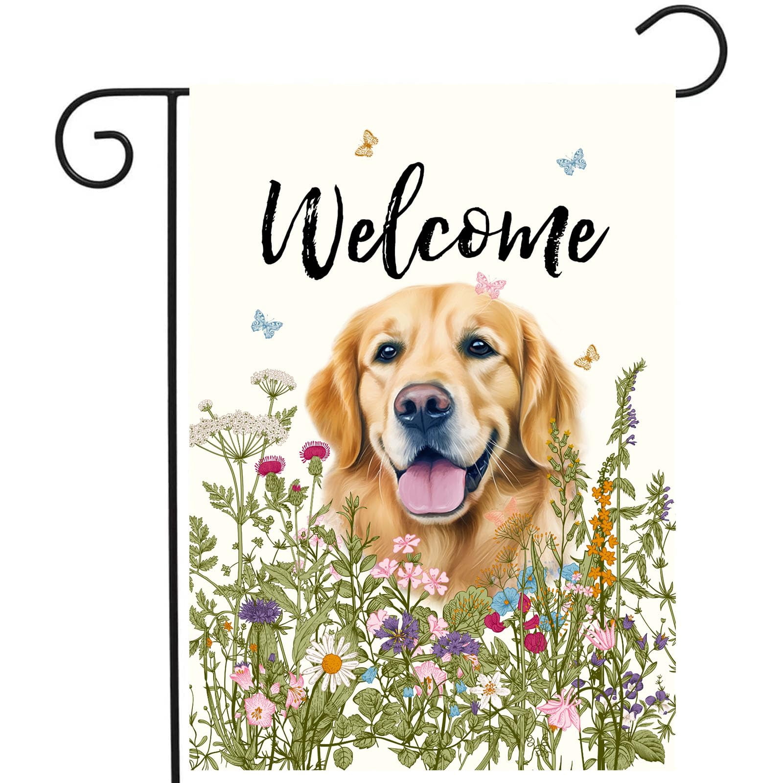 4th of July Chocolate Lab Garden Flag Red White Blue Floral Labrador ...