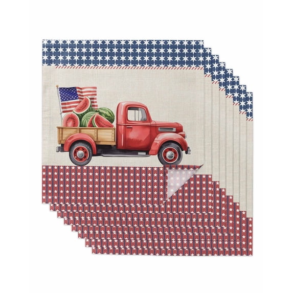 4th of July Cloth Napkins Set of 8 Reusable Dinner Napkins, Red Truck ...