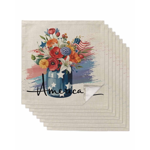 4th of July Cloth Napkins Set of 8 Reusable Dinner Napkins, Retro ...