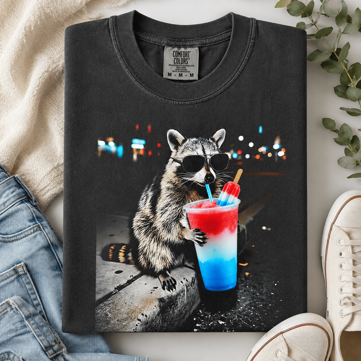 4th Of July Comfort Colors Shirt, Raccoon Bomb Pop Slushie Tee, Funny ...