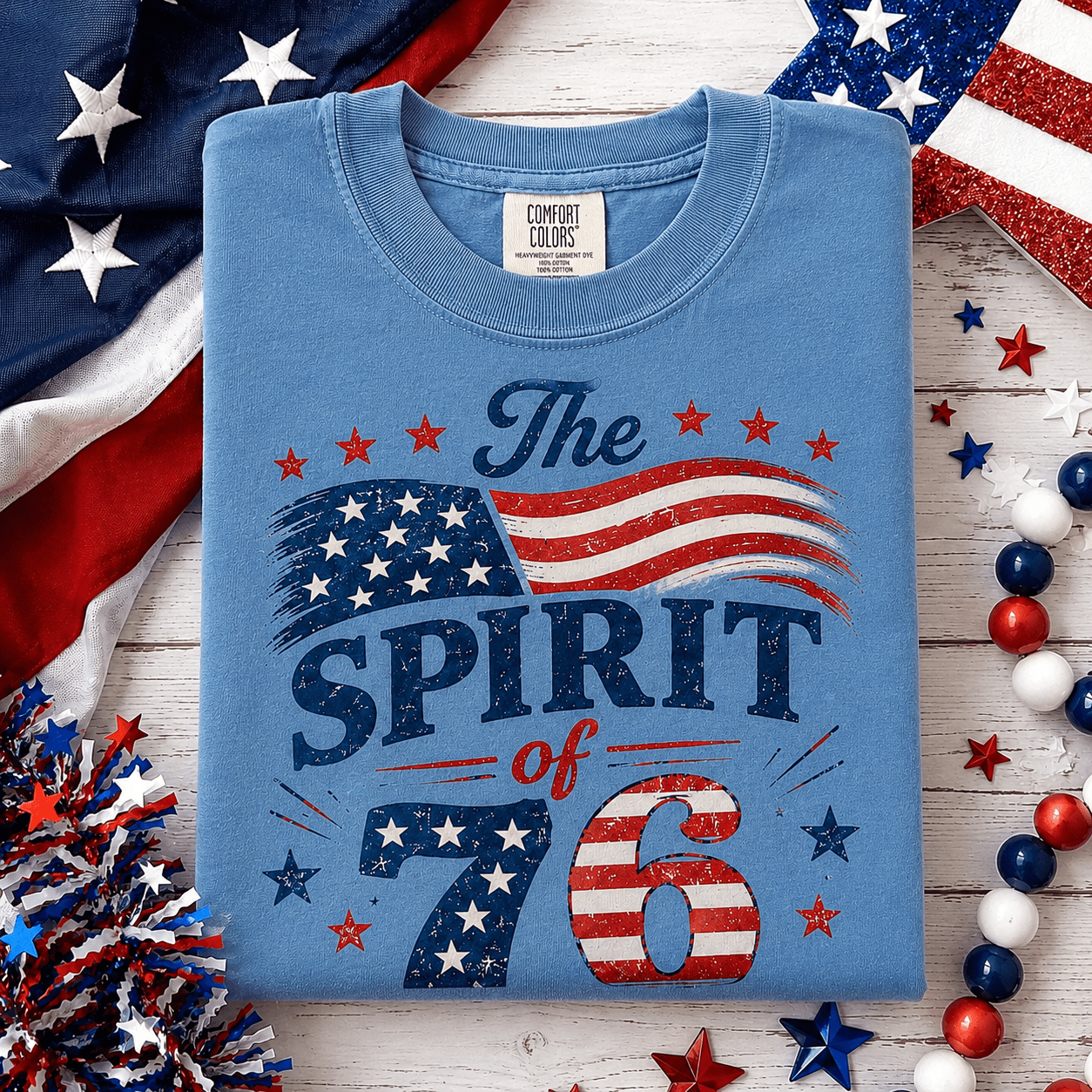 4th Of July Comfort Colors Shirt, The Spirit Of 76 American Flag Tee ...