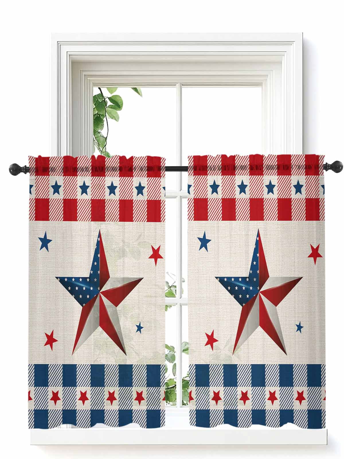 4th of July Country Star Curtains 54 Inch Length,Sheer Curtains for ...