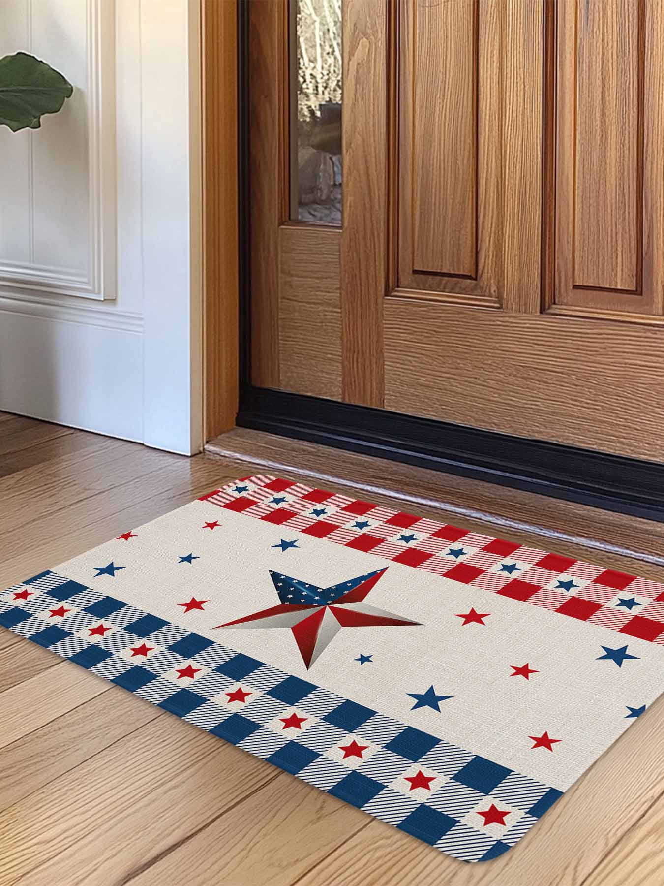 4th of July Country Star Door Mat Indoor Outdoor Entrance,Non Slip ...