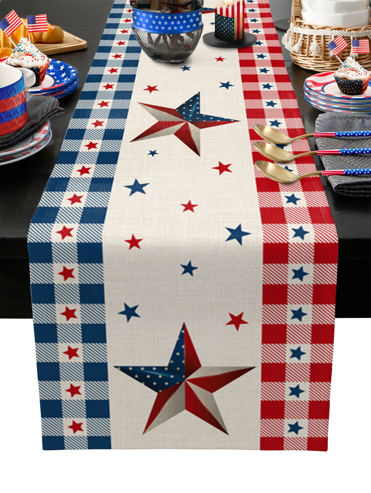 4th of July Country Star Table Runner 108 Inches, Independence Day ...