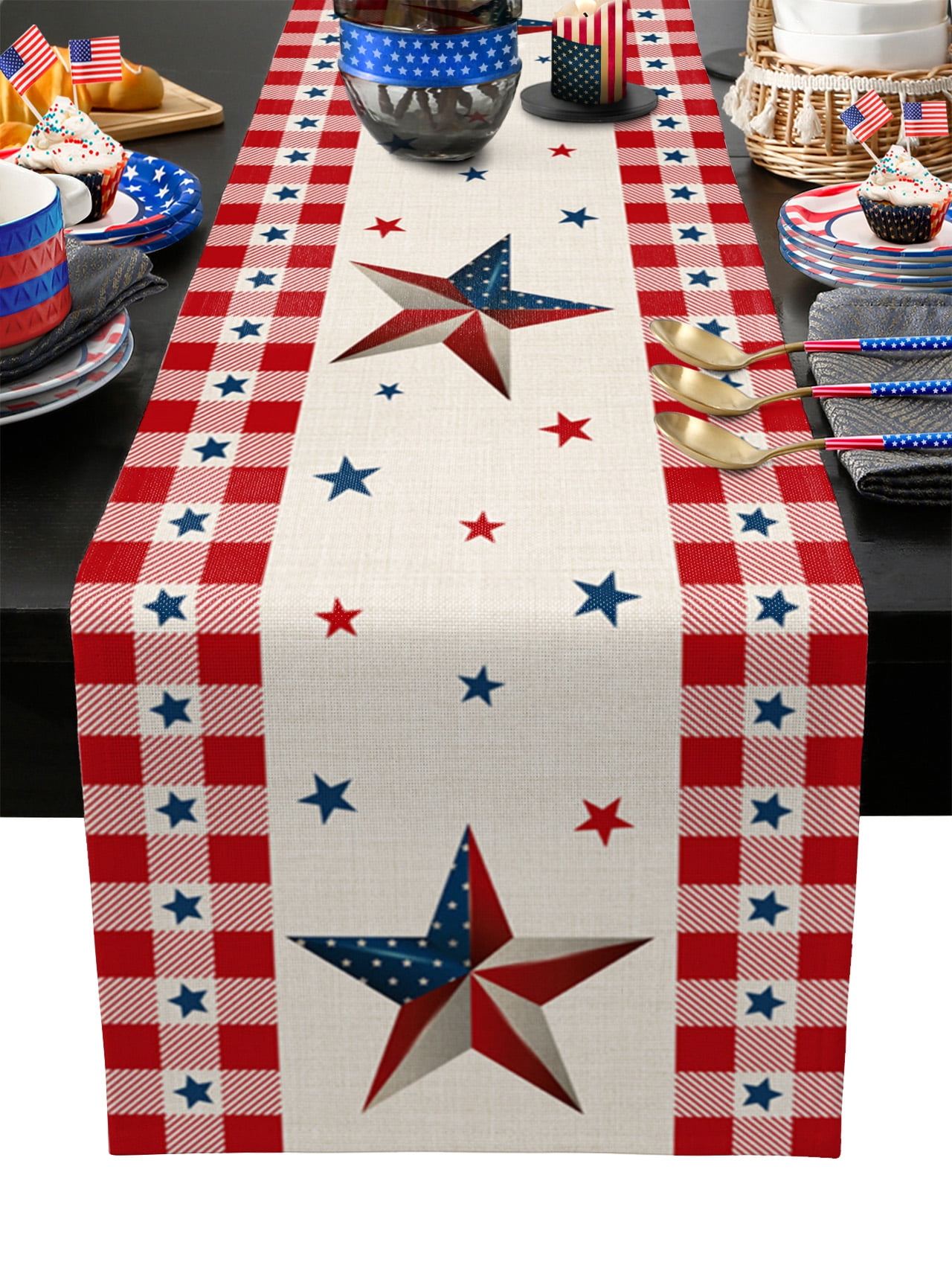 4th of July Country Star Table Runner 120 Inches, Independence Day ...