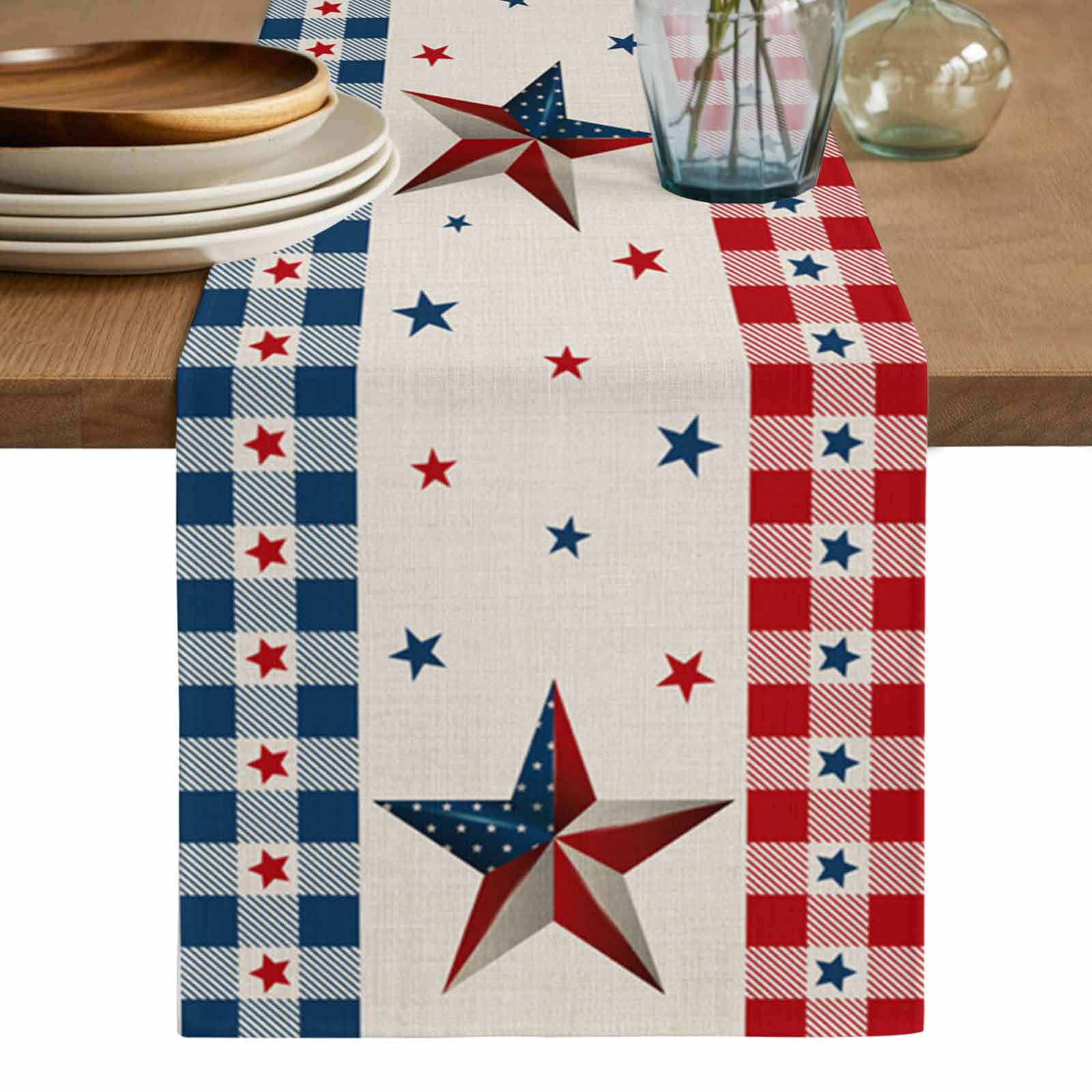 4th of July Country Star Table Runner, Independence Day Patriotic Red ...