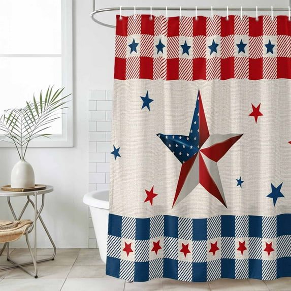 4th of July Country Star Waterproof Fabric Shower Curtain,Independence ...