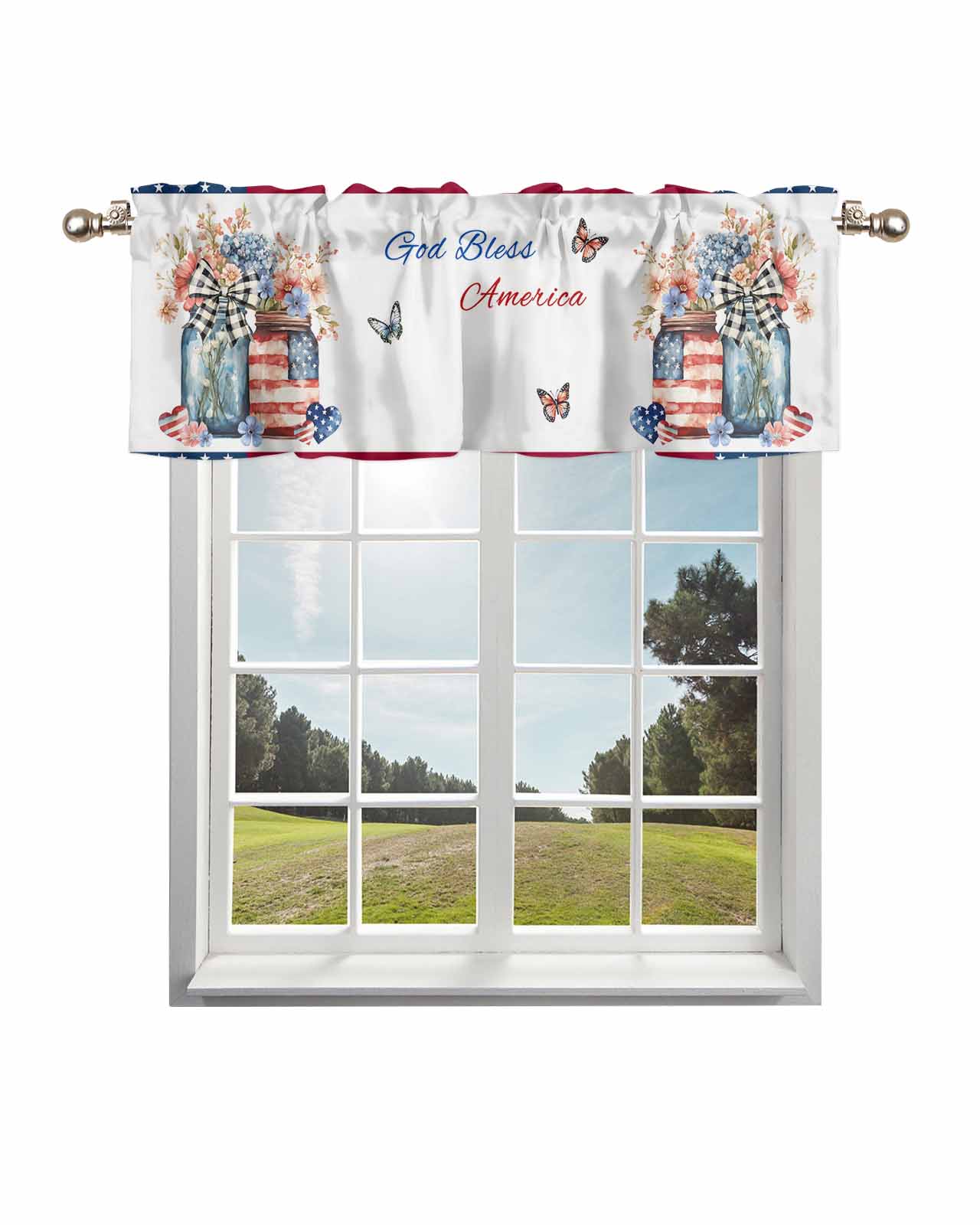 4th of July Curtain Valance for Windows/Living Room/Kitchen/Bathroom ...