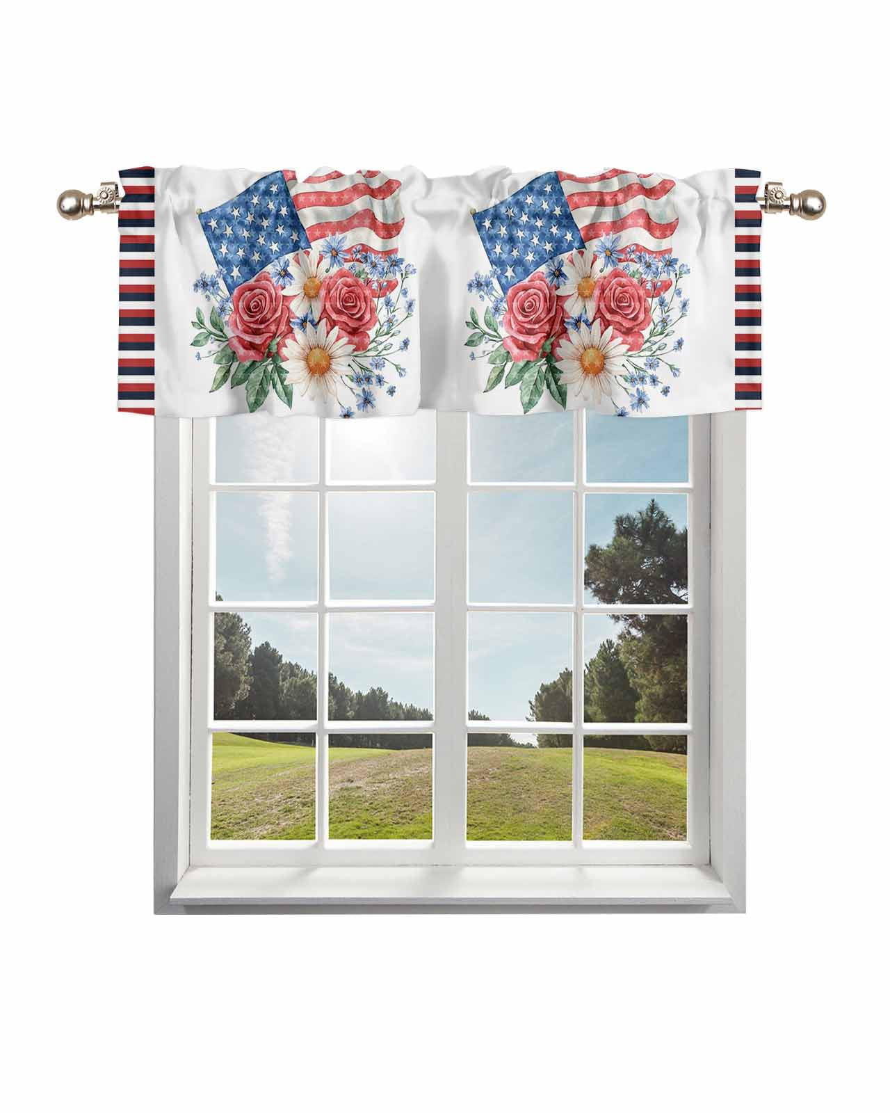 4th of July Curtain Valance for Windows/Living Room/Kitchen/Bathroom ...