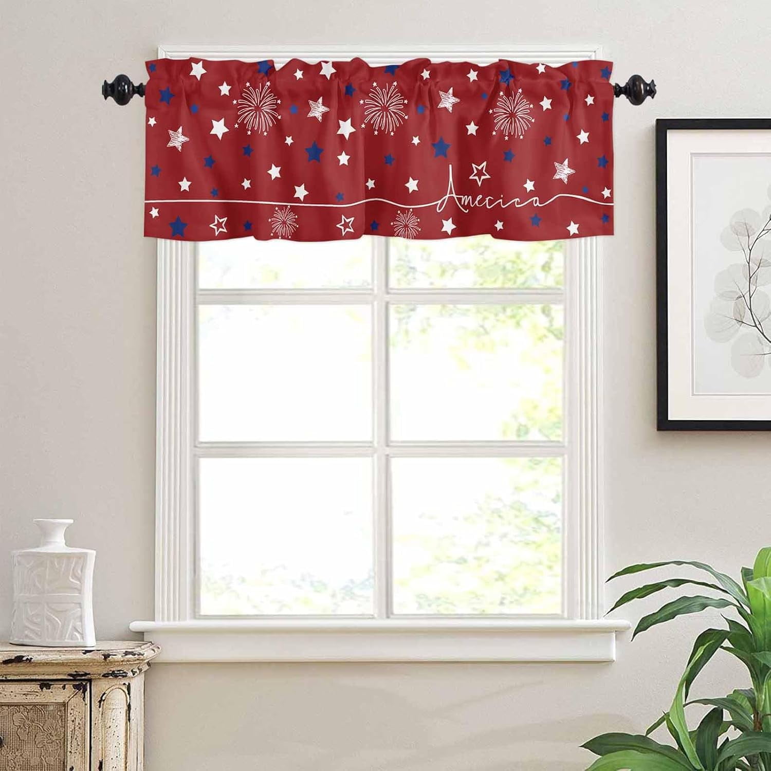 4th of July Curtain Valances for Windows, Independence Day Firework ...