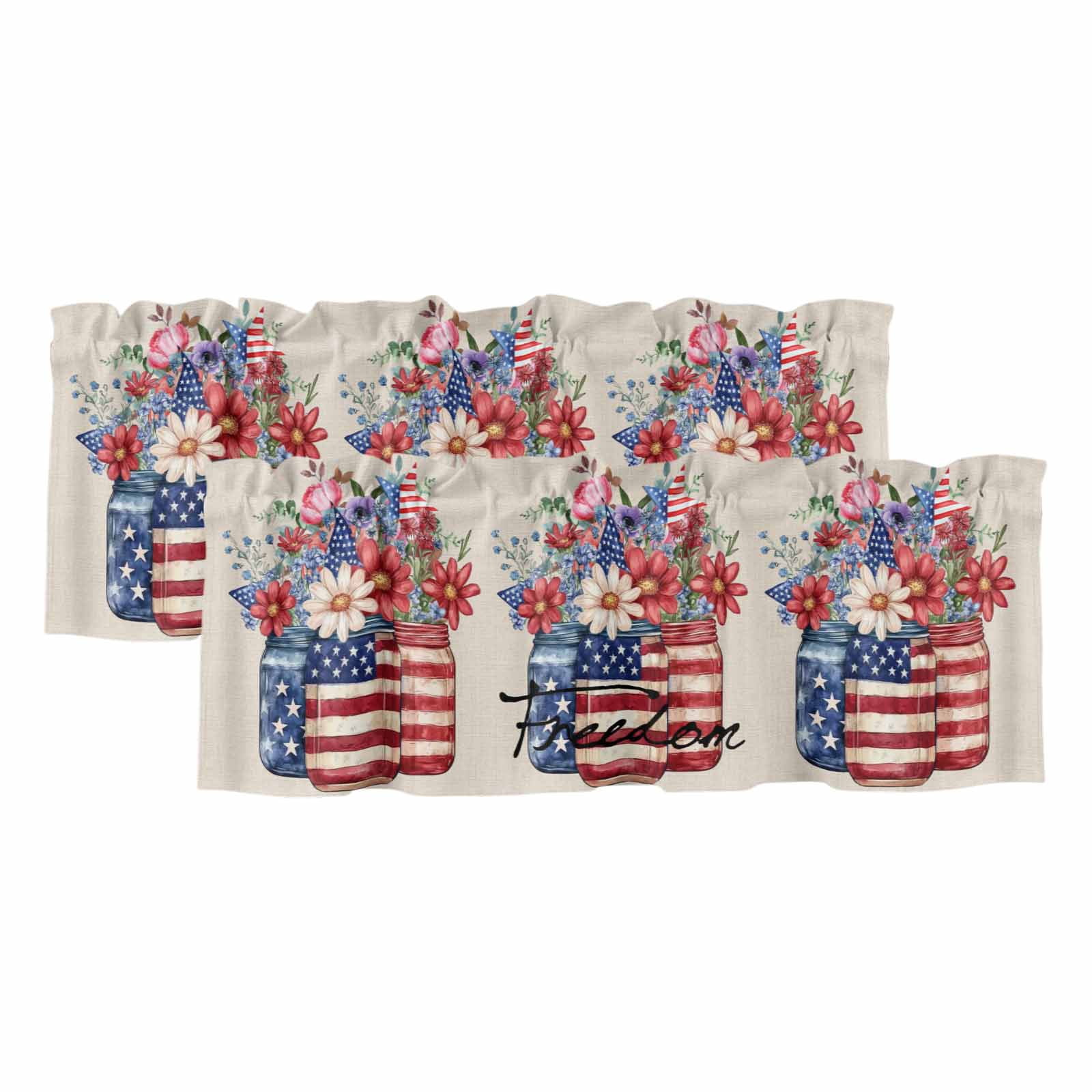 4th of July Curtain Valances for Windows, Kitchen Valance Window ...