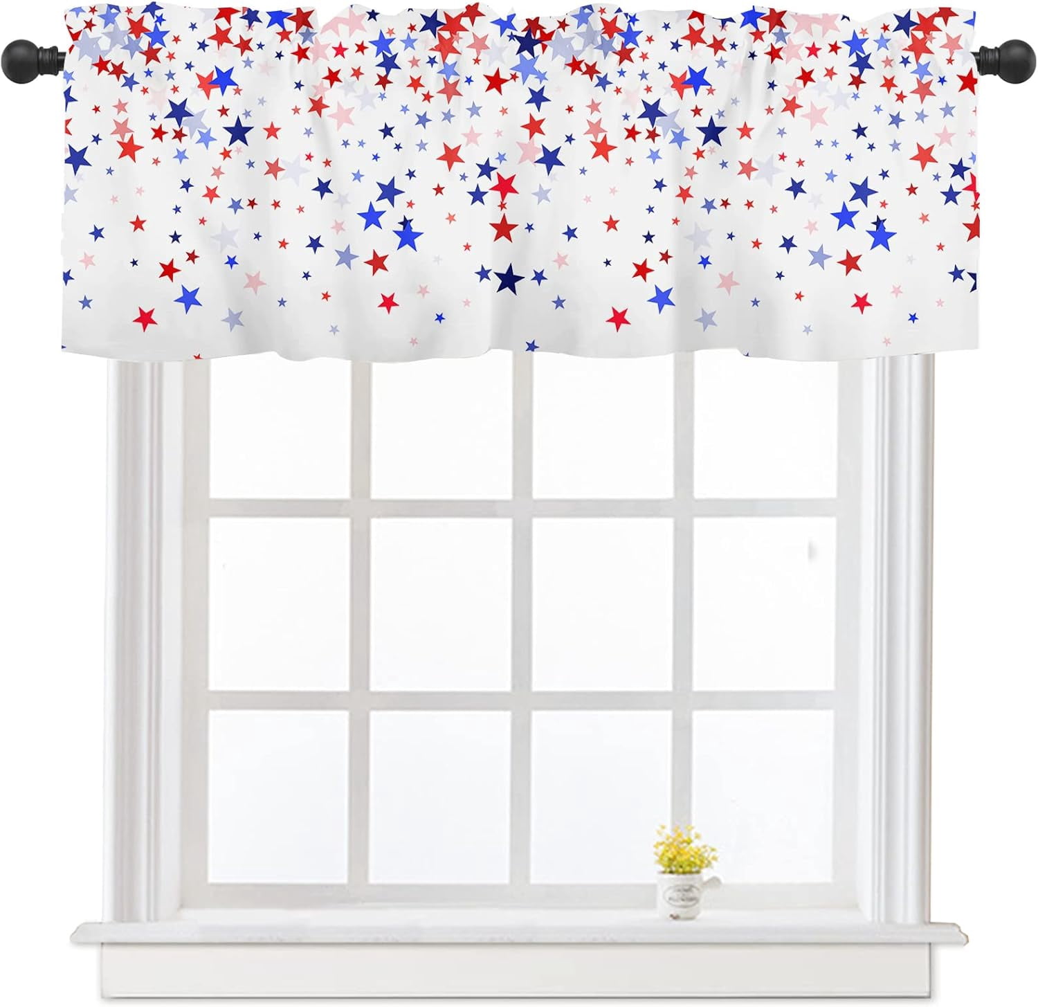 4th of July Curtain Valances for Windows Patriotic Stars Kitchen ...