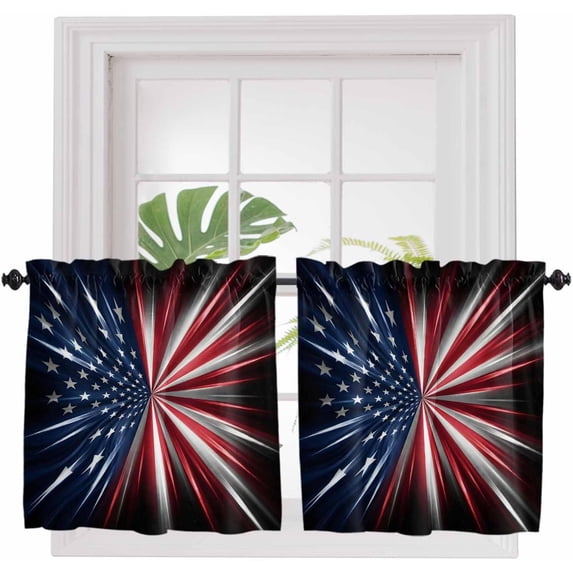 4th of July Curtains 36 Inch Length 2 Panels, Bedroom Short Curtains ...