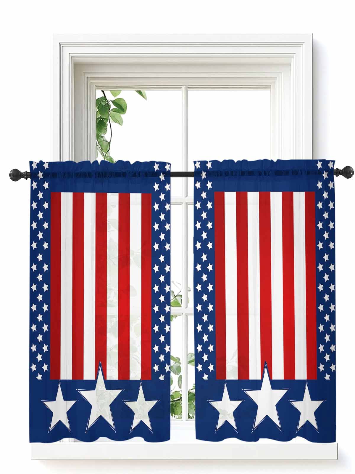 4th of July Curtains 45 Inch Length,Sheer Curtains for Bedroom Living ...