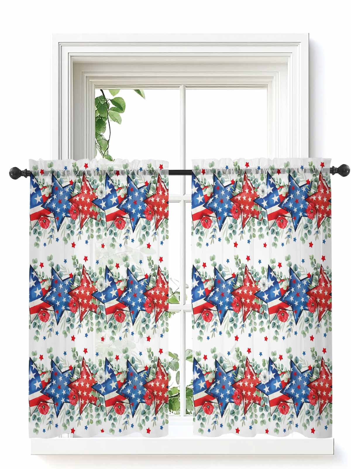 4th of July Curtains 45 Inch Length,Sheer Curtains for Bedroom Living ...
