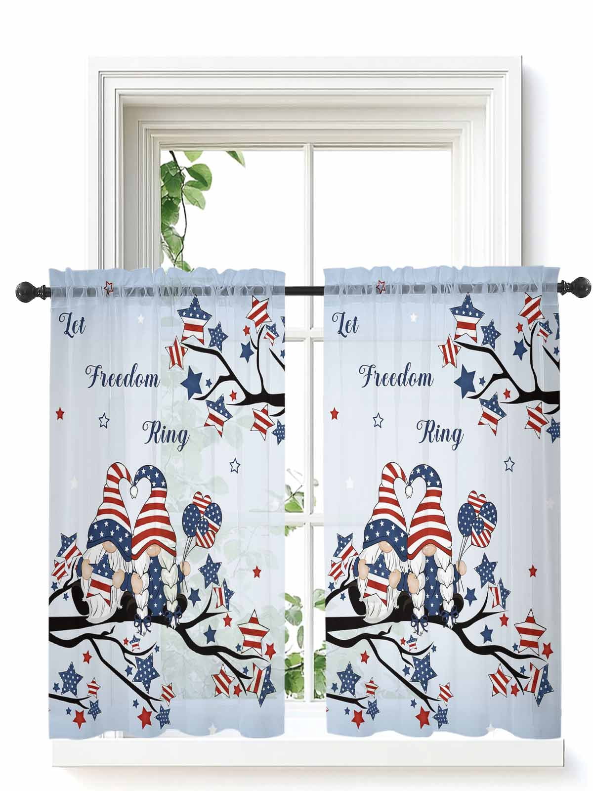 4th of July Curtains 45 Inch Length,Sheer Curtains for Bedroom Living ...