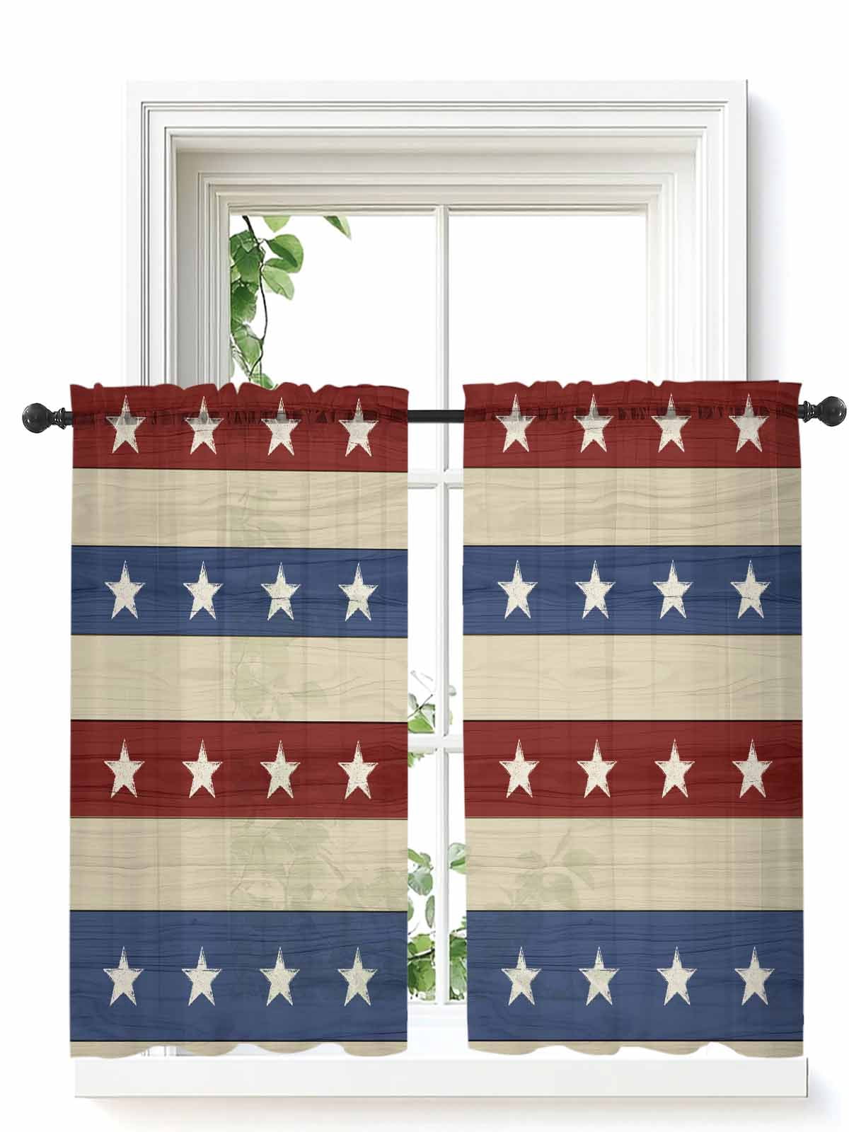 4th of July Curtains 54 Inch Length, Sheer Curtains for Bedroom Living ...