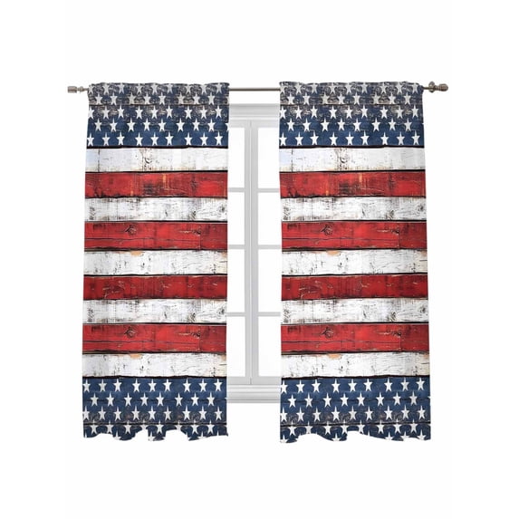 4th of July Curtains 63 Inch Length, Sheer Curtains for Bedroom Living ...