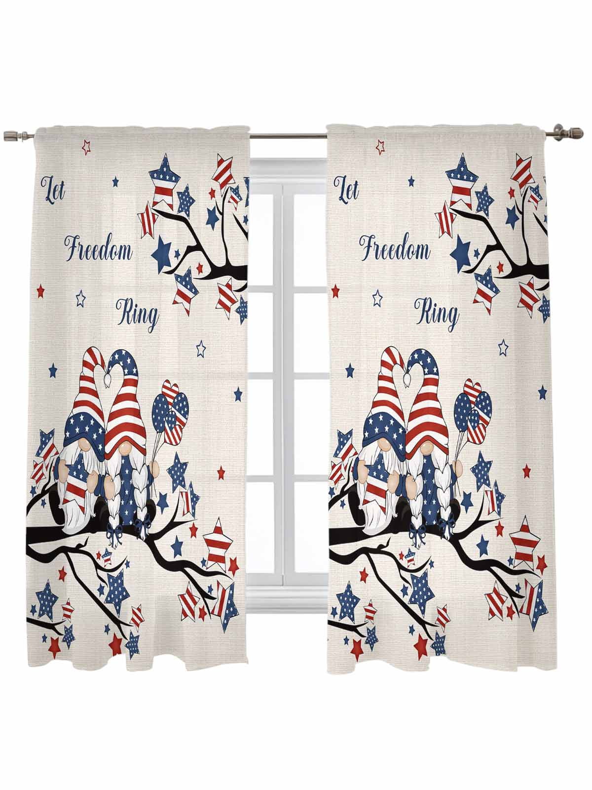 4th of July Curtains 63 Inch Length,Sheer Curtains for Bedroom Living ...