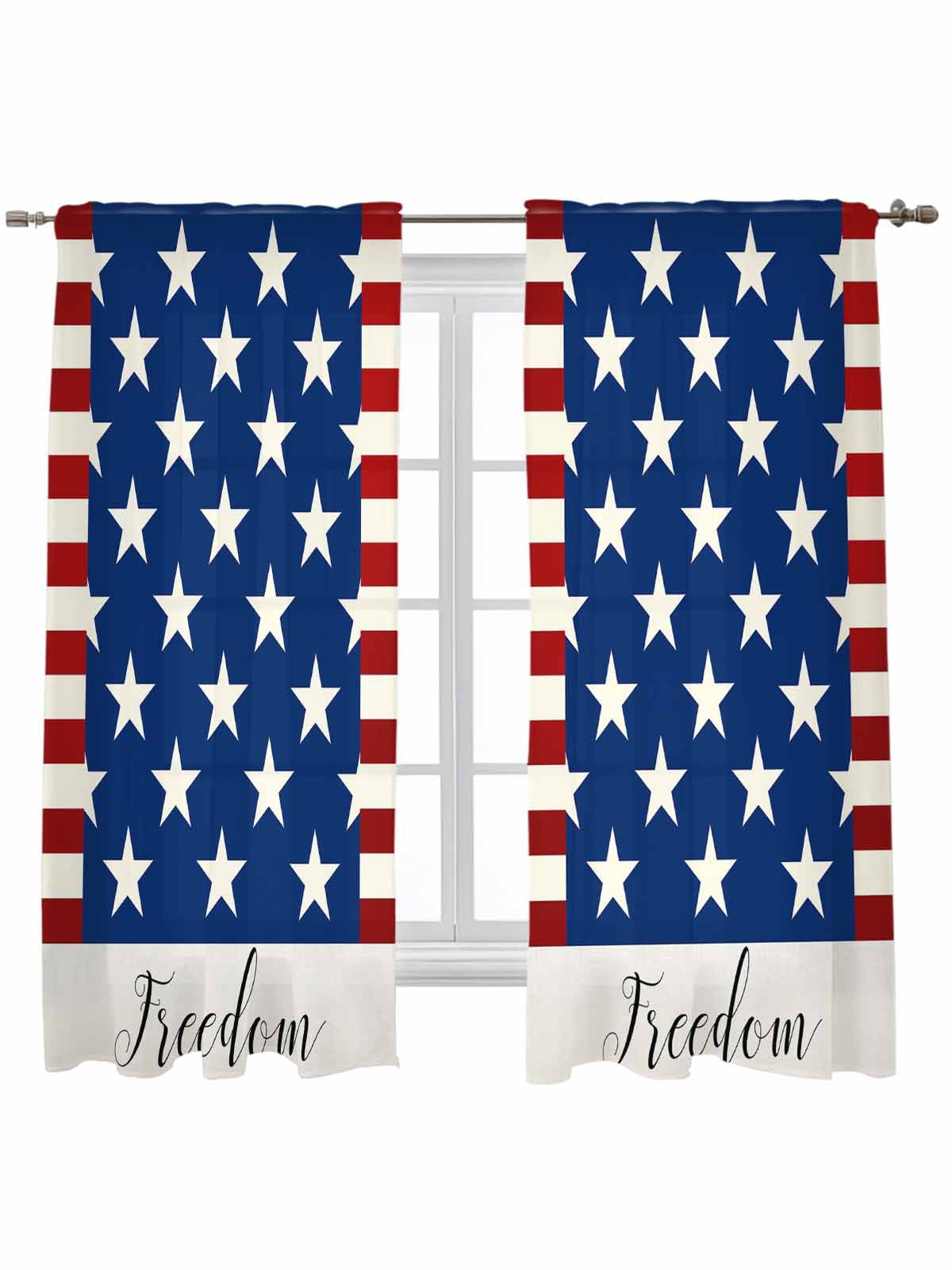 4th of July Curtains 72 Inch Length,Sheer Curtains for Bedroom Living ...