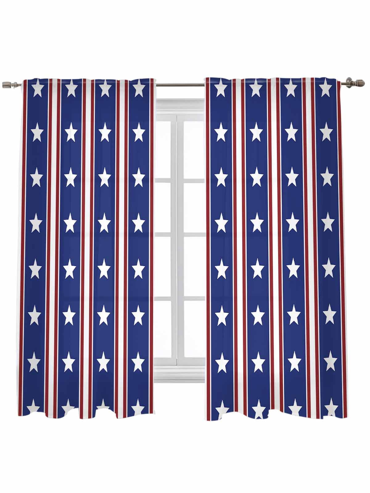 4th of July Curtains 72 Inch Length,Sheer Curtains for Bedroom Living ...