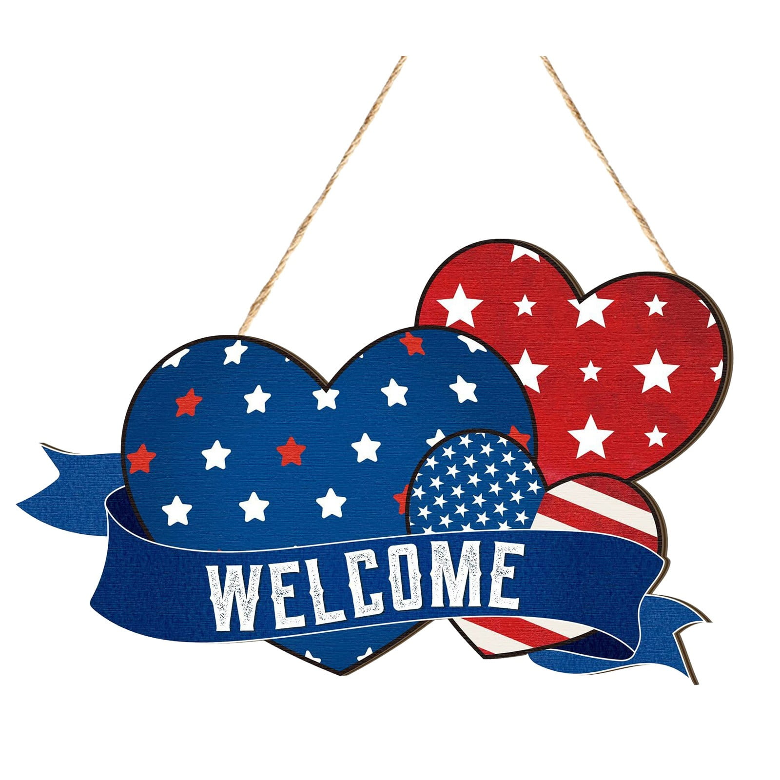 4th of July Decor, Fourth Of July Patriotic Welcome Sign On Front Door ...