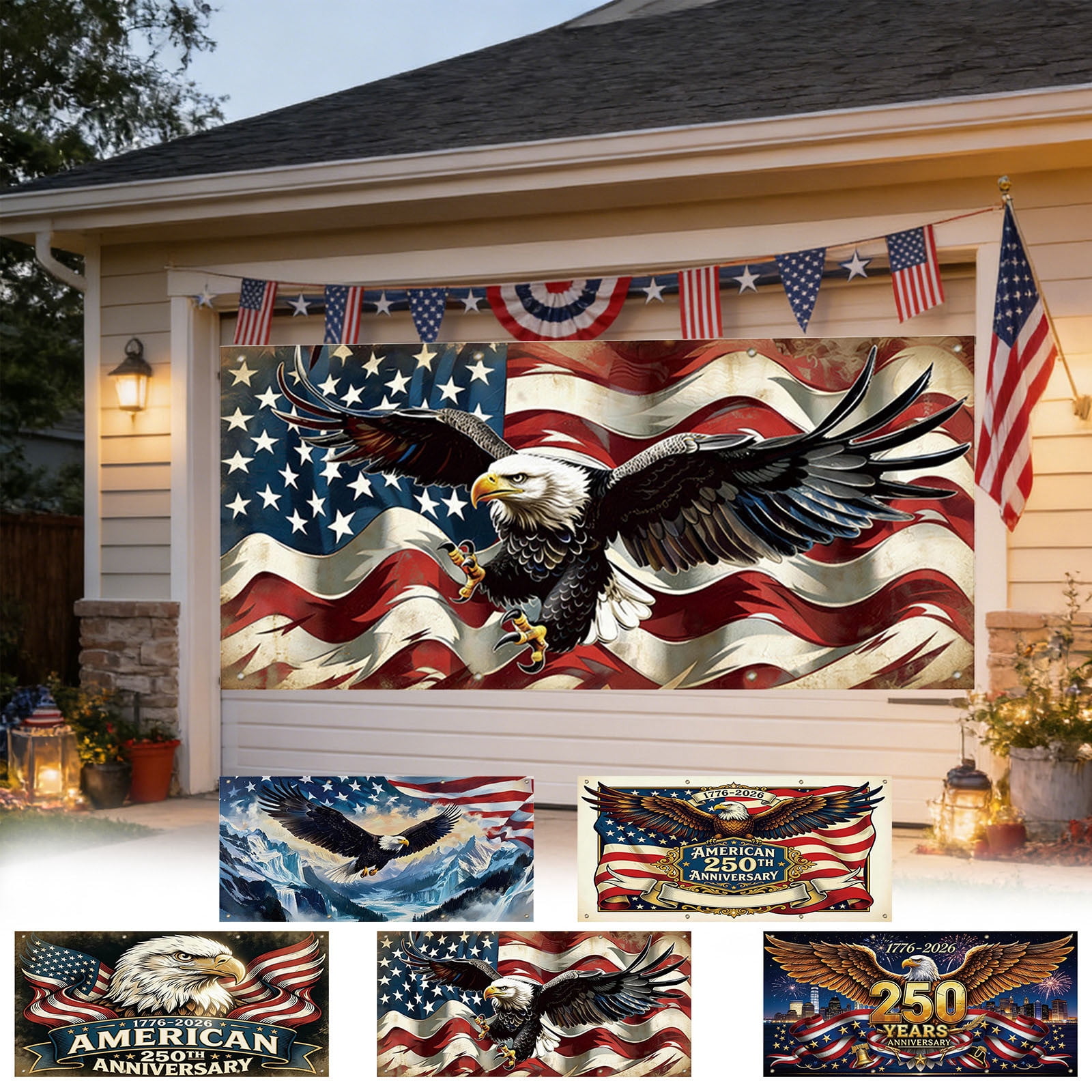 4th of July Decor Patriotic Garage Door Cover 157x73 in – 250th ...
