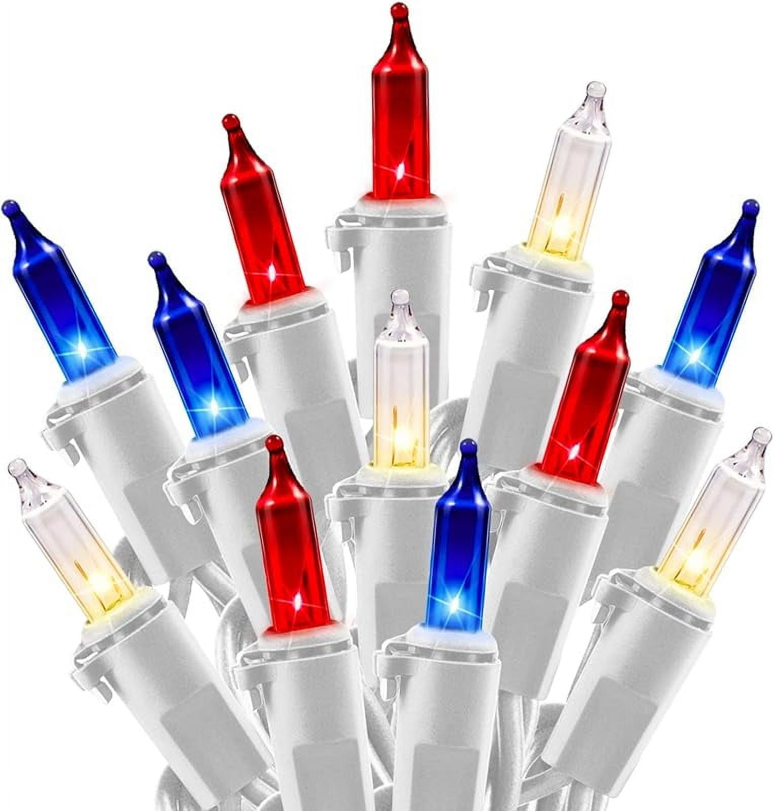 4th of July Decoration Patriotic Mini Lights - 100 Count 25 Feet Red ...