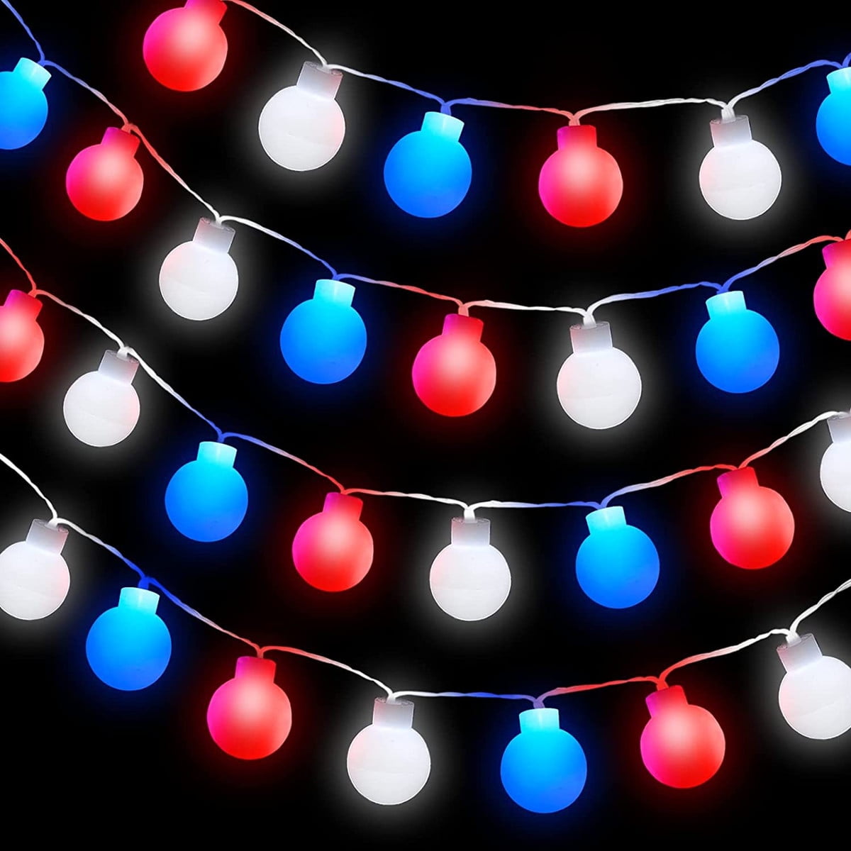 10FT 20 LED Red White and Blue String Lights, American Flag Decor for ...
