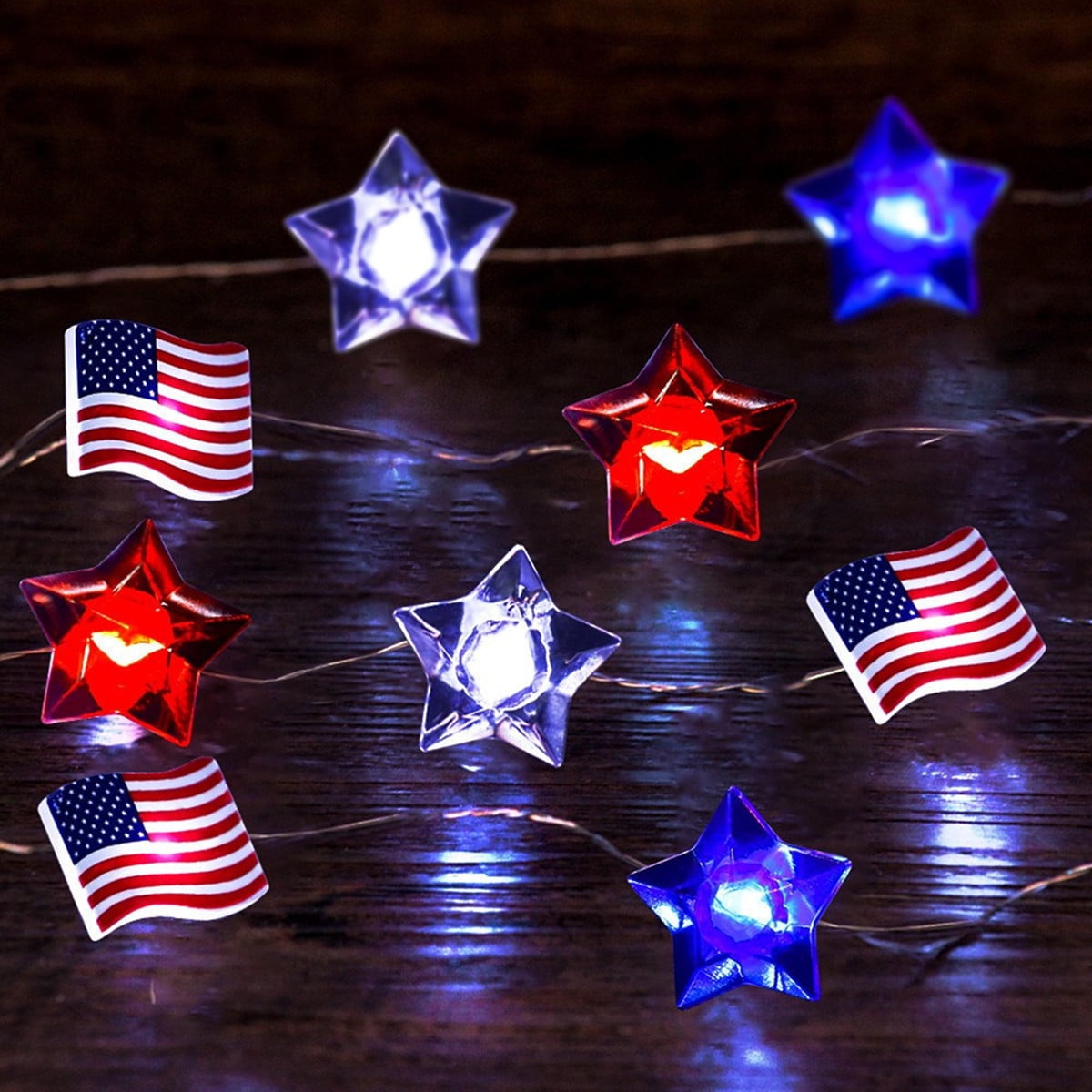 4th of July Decorations,10FT 30 LEDs Red White and Blue String Lights ...