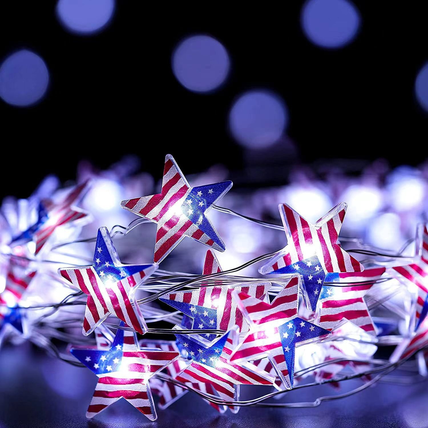 4th of July Decorations,10FT 30 LEDs Red White and Blue String Lights ...