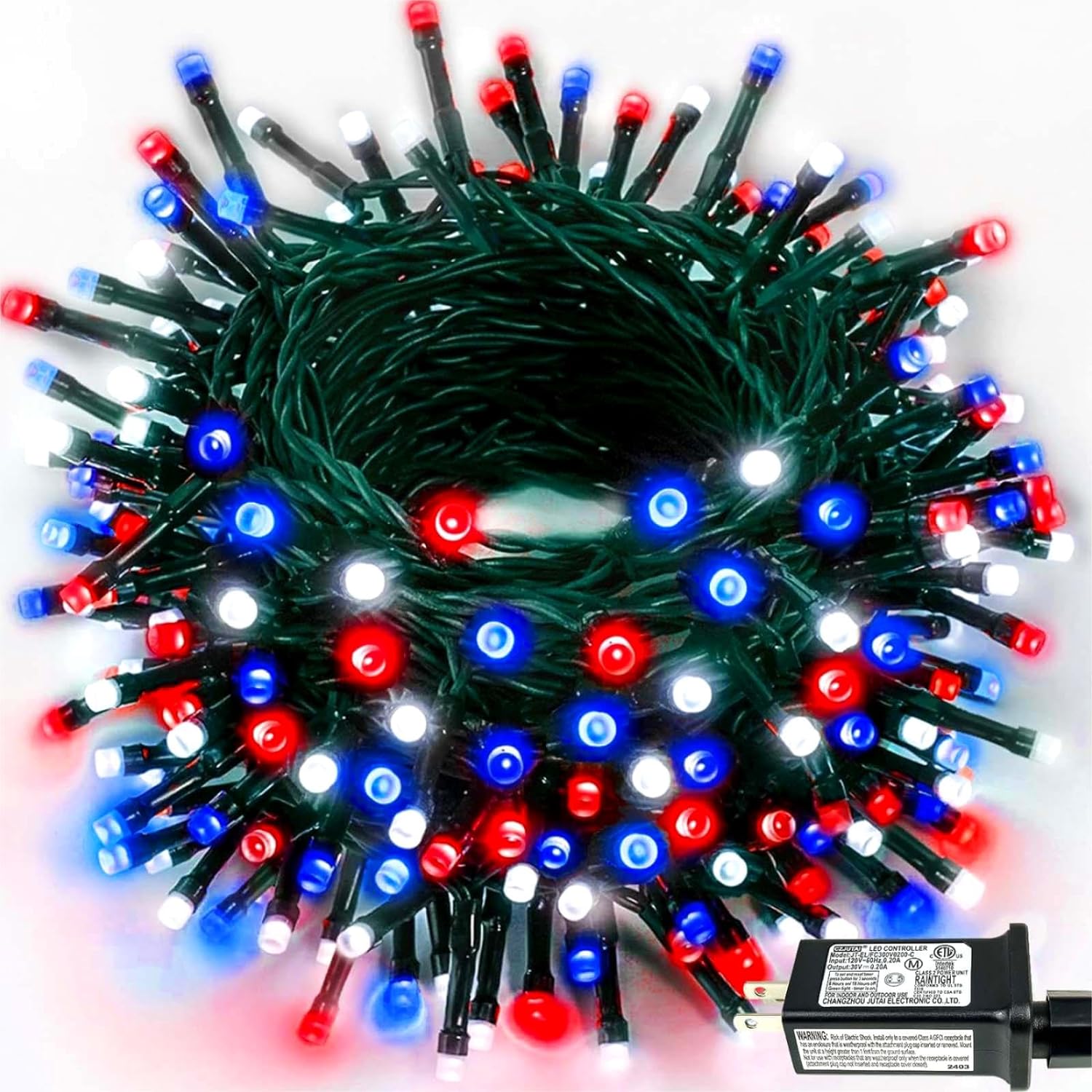 4th of July Decorations 200 LED String Lights Outdoor/Indoor, Red White ...