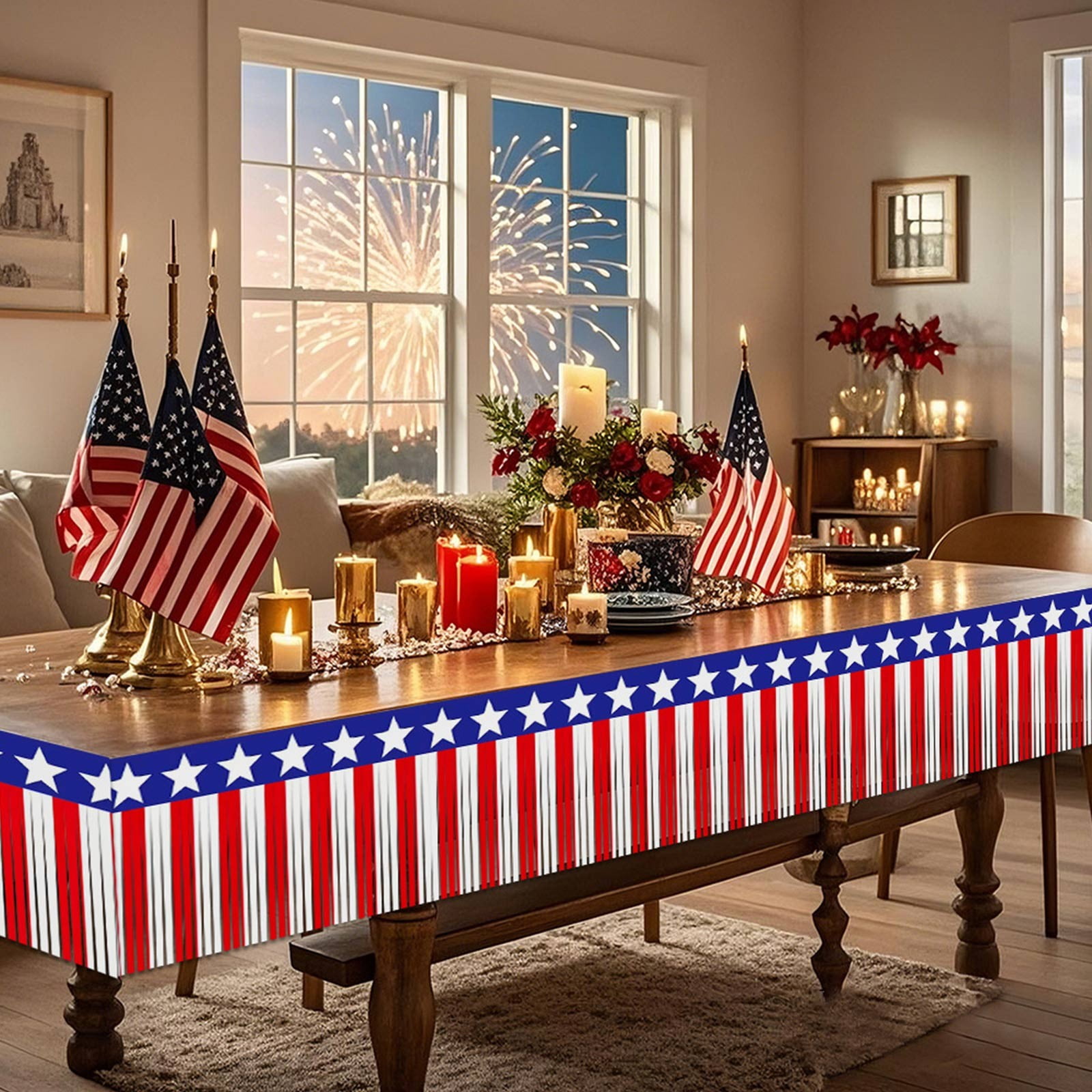 4th of July Decorations 4 Pack 40Ft Tinsel Foil Fringe Garland ...