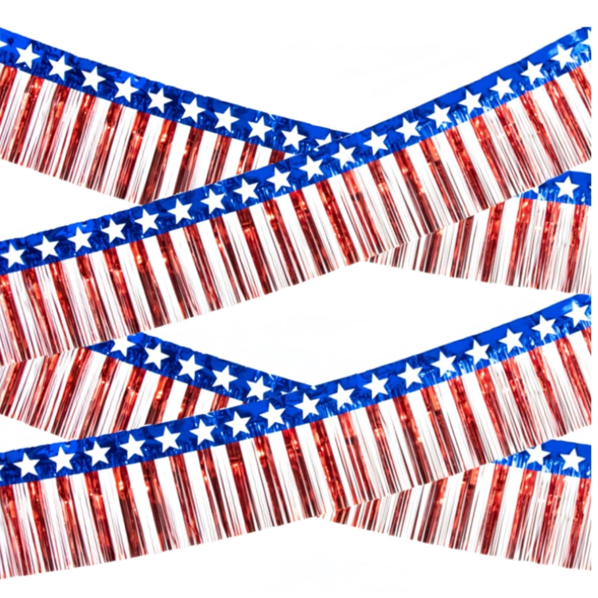 4th of July Decorations 6.56 Ft Tinsel Foil Fringe Garland Curtains ...