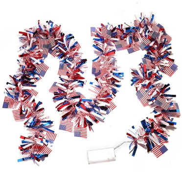 1PCS 6.6FT Curly Metallic Tinsel Garland - Patriotic Red White Blue ...