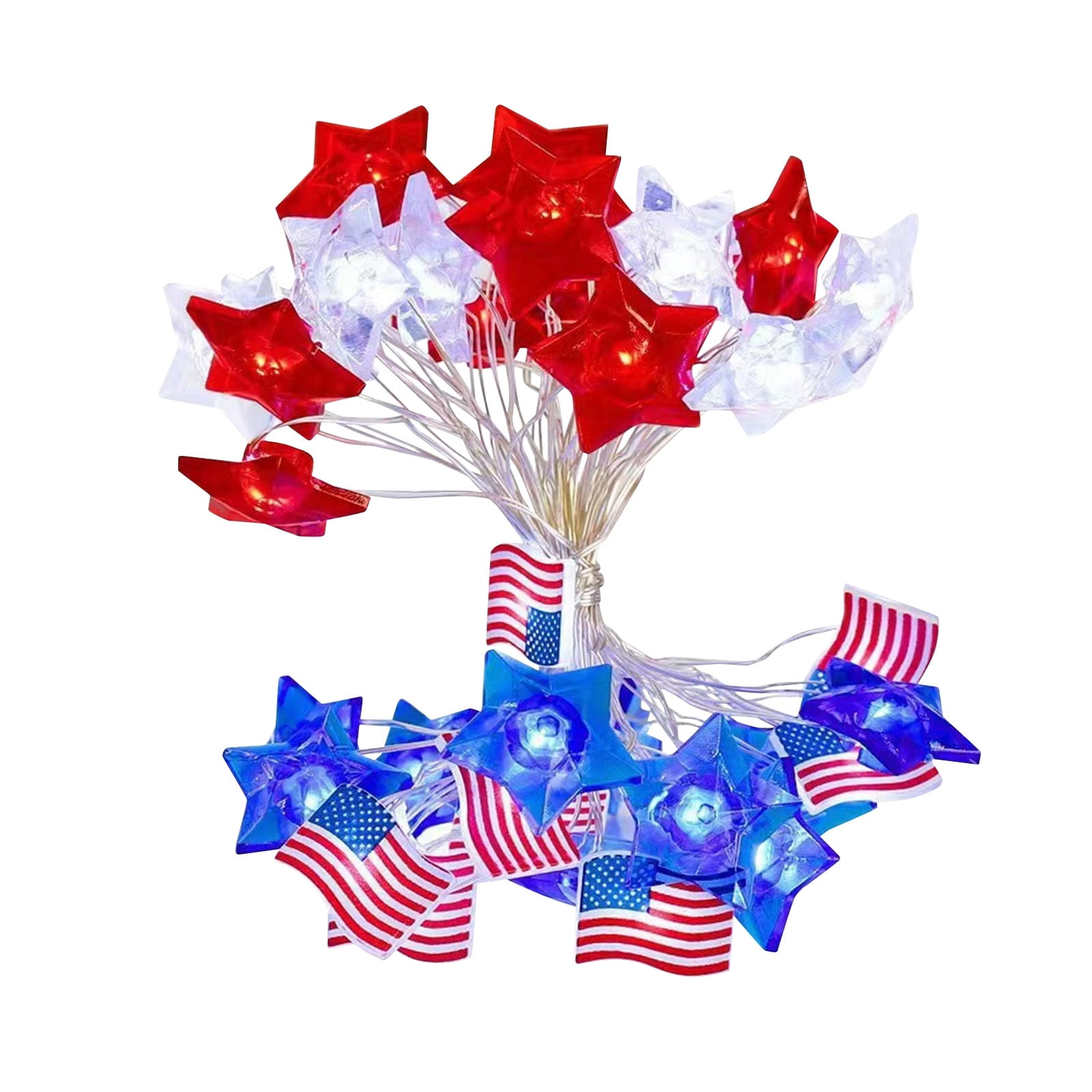 4th of July Decorations Battery Operated String Lights with Remote ...