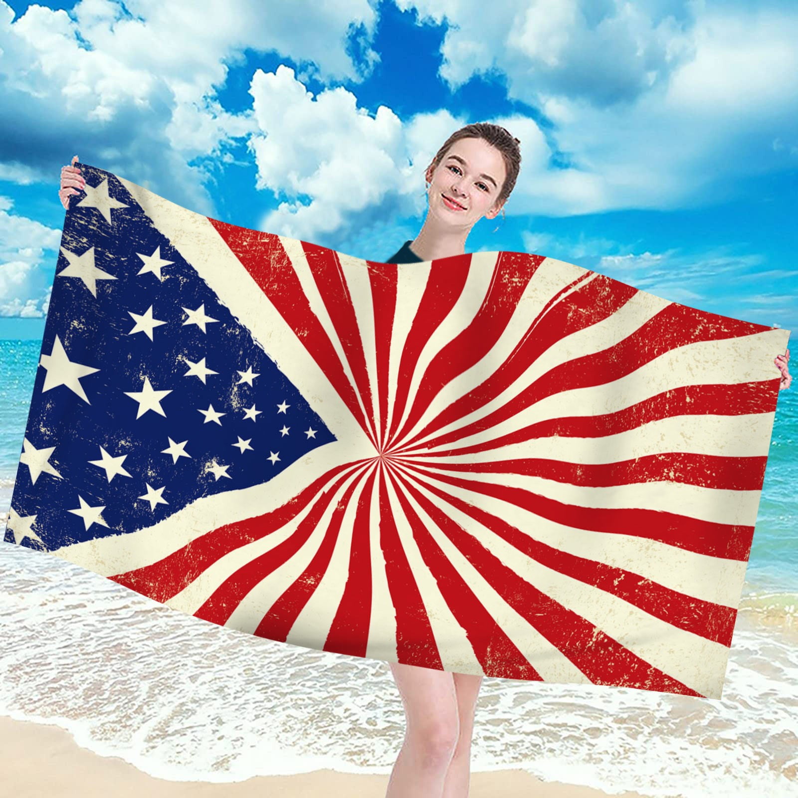 4th of July Decorations Clearance, American Flag Beach Towel 28"X55 ...